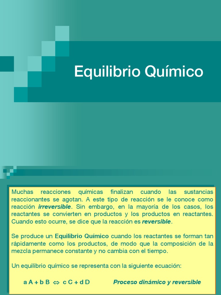 Equilibrio Químico - presentación | Equilibrio químico | Reacciones ...