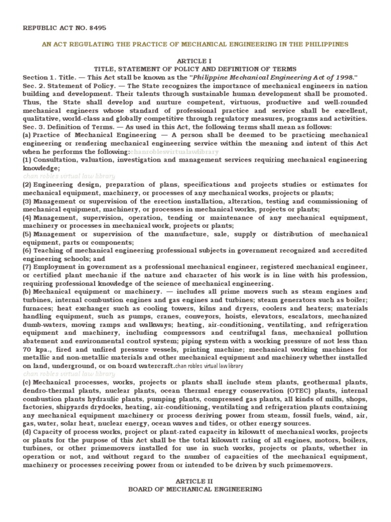 Philippine Mechanical Code | PDF | Licensure | Engineer