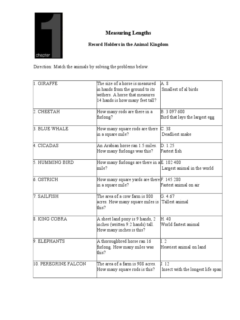 Animal Kingdom Measurement Challenges | PDF | Home & Garden