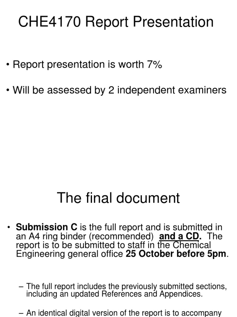 CHE4170 Report Presentation Guidelines | PDF | Computing | Computing ...