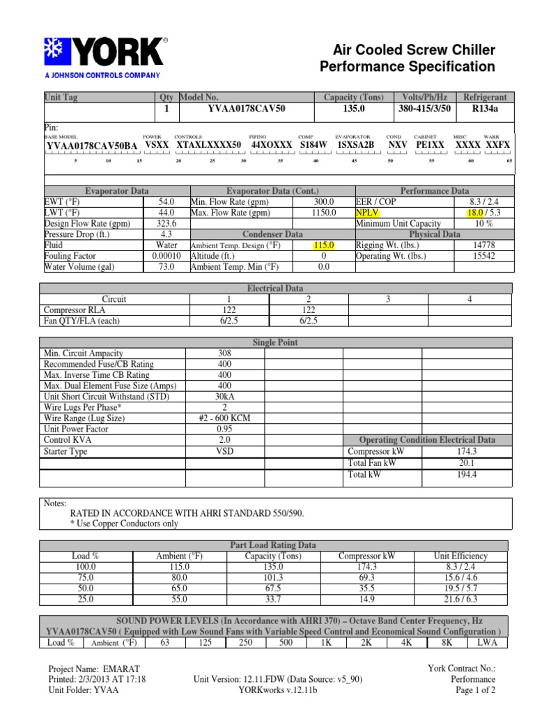 YVAA0178CAV50 - Performance Chart | PDF | Mechanical Engineering | Physics