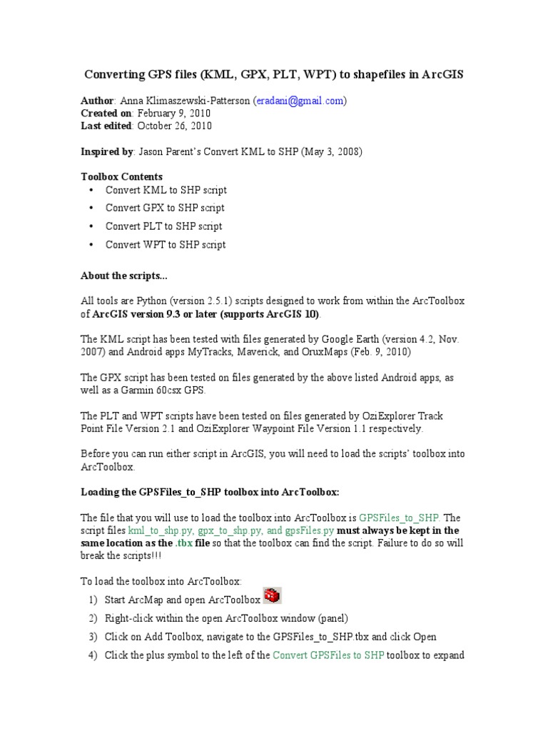 GPSFile To SHP Installation Guide | PDF | Data | Computer File
