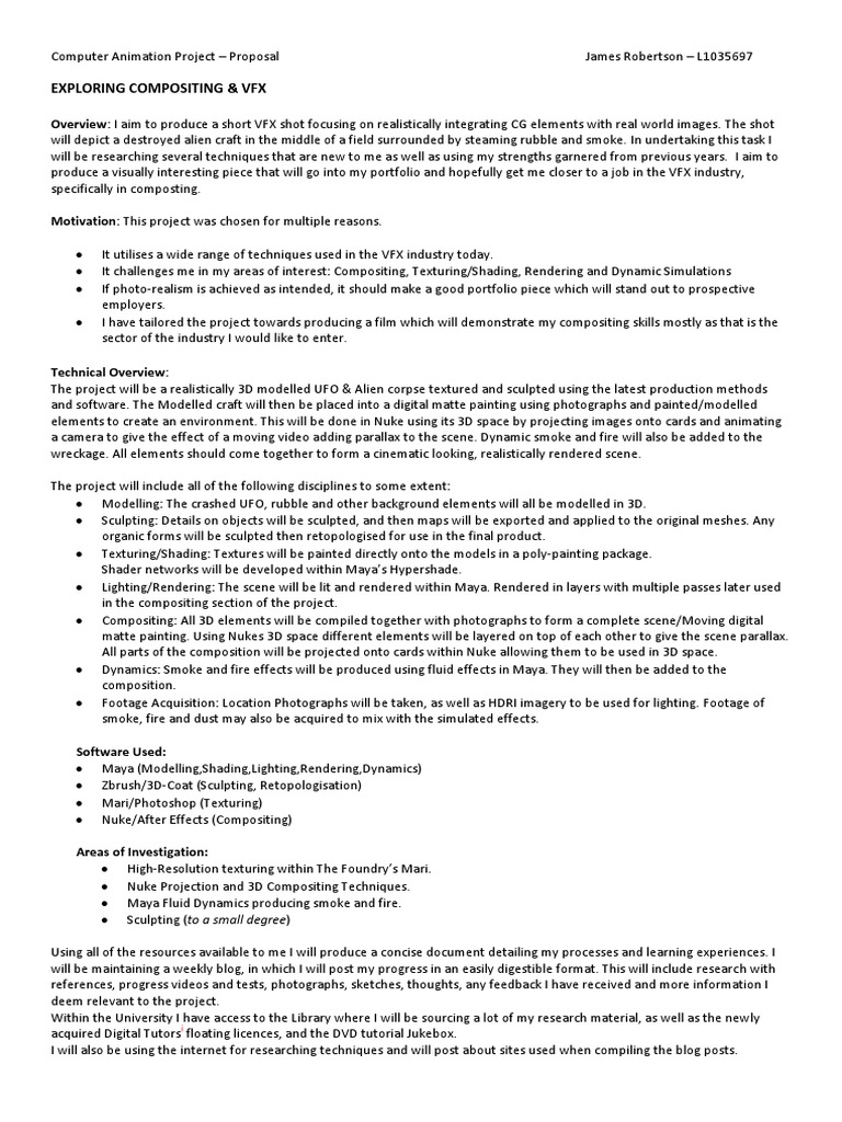 Computer Animation Project Proposal | PDF | Rendering (Computer ...