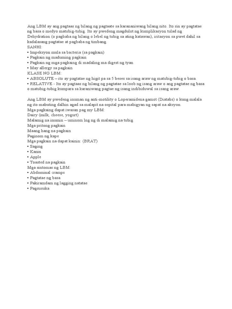 Health Teaching Tagalog Diarrhea | PDF