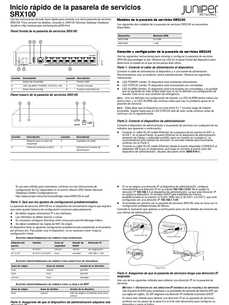 SRX100 ES Juniper | PDF | Dirección IP | Telecomunicaciones