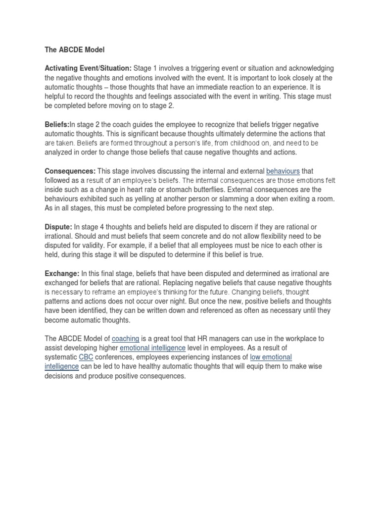 The Abcde Model | PDF | Employment | Emotional Intelligence