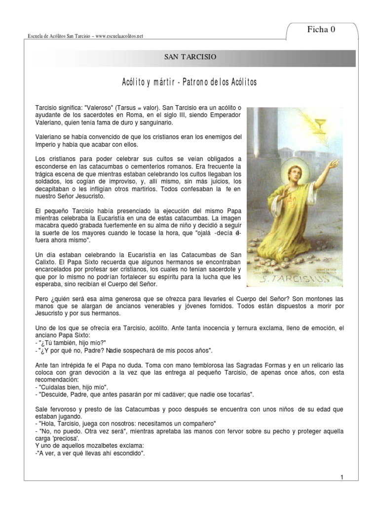 Vida de San Tarcisio para Niños | PDF | eucaristía | Cristo (título)