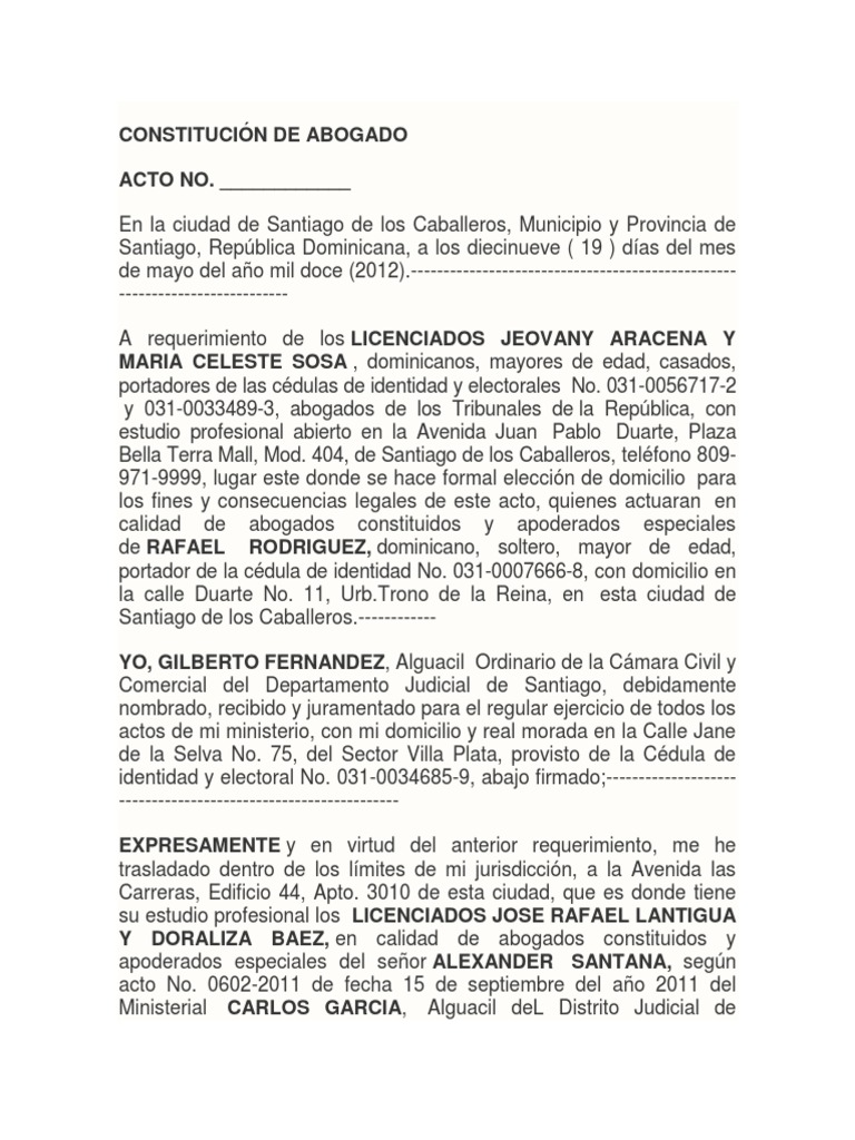 Constitución De Abogado Pdf República Dominicana Gobierno