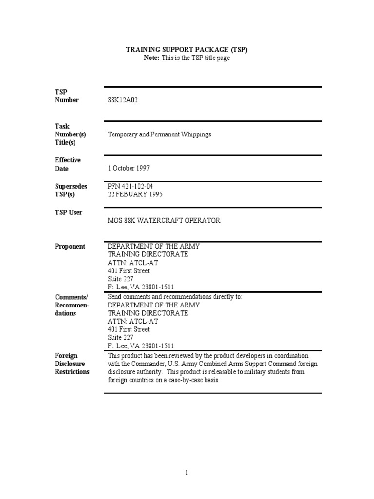 Training Support Package (TSP) | PDF | Test (Assessment) | Knot