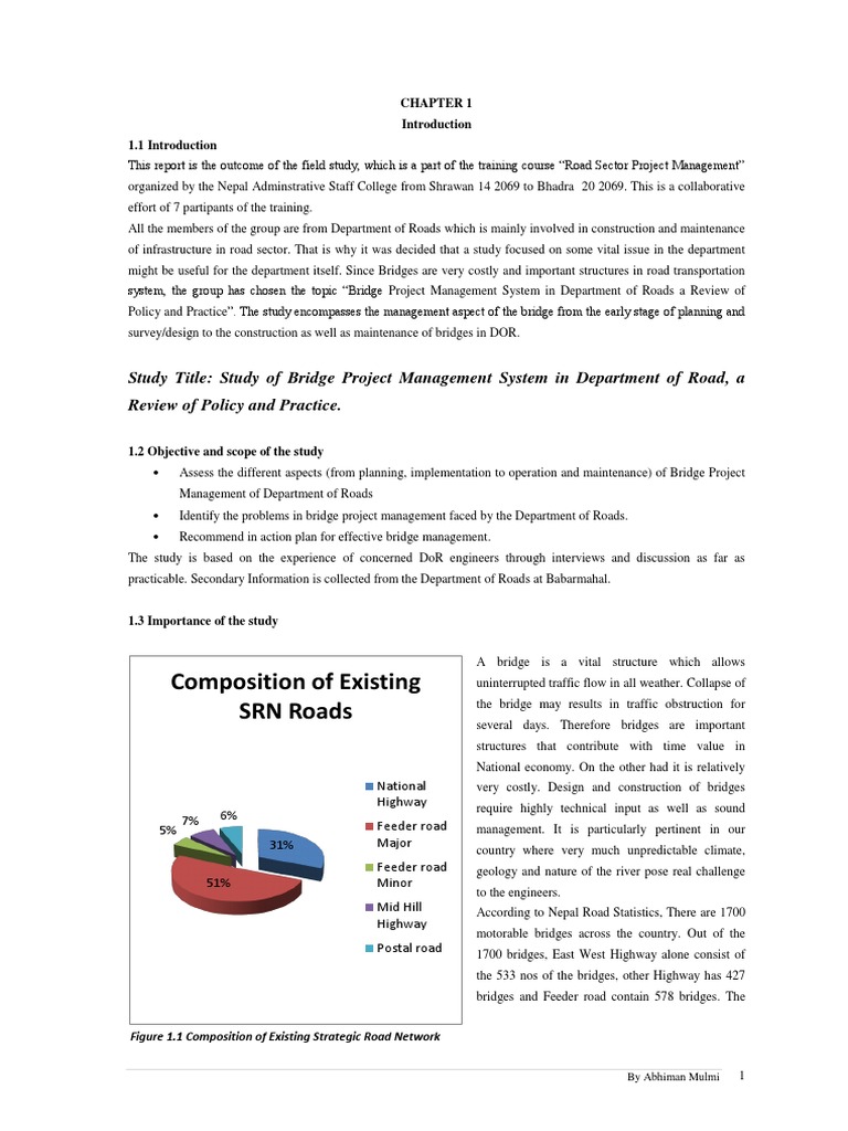 Study of Bridge Project Management System in Department of Road, A ...
