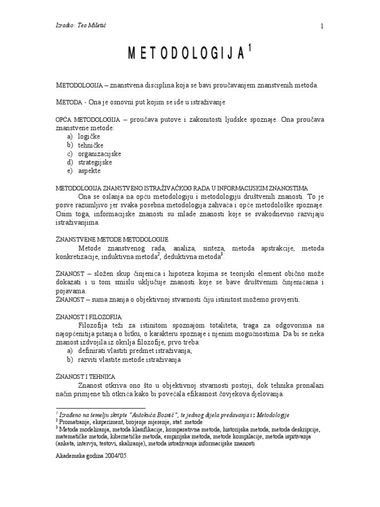 Metodologija Skripta | PDF