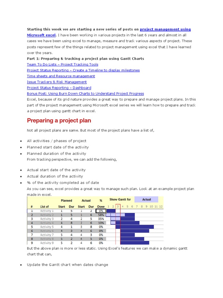 Project Management | PDF | Microsoft Excel | Chart