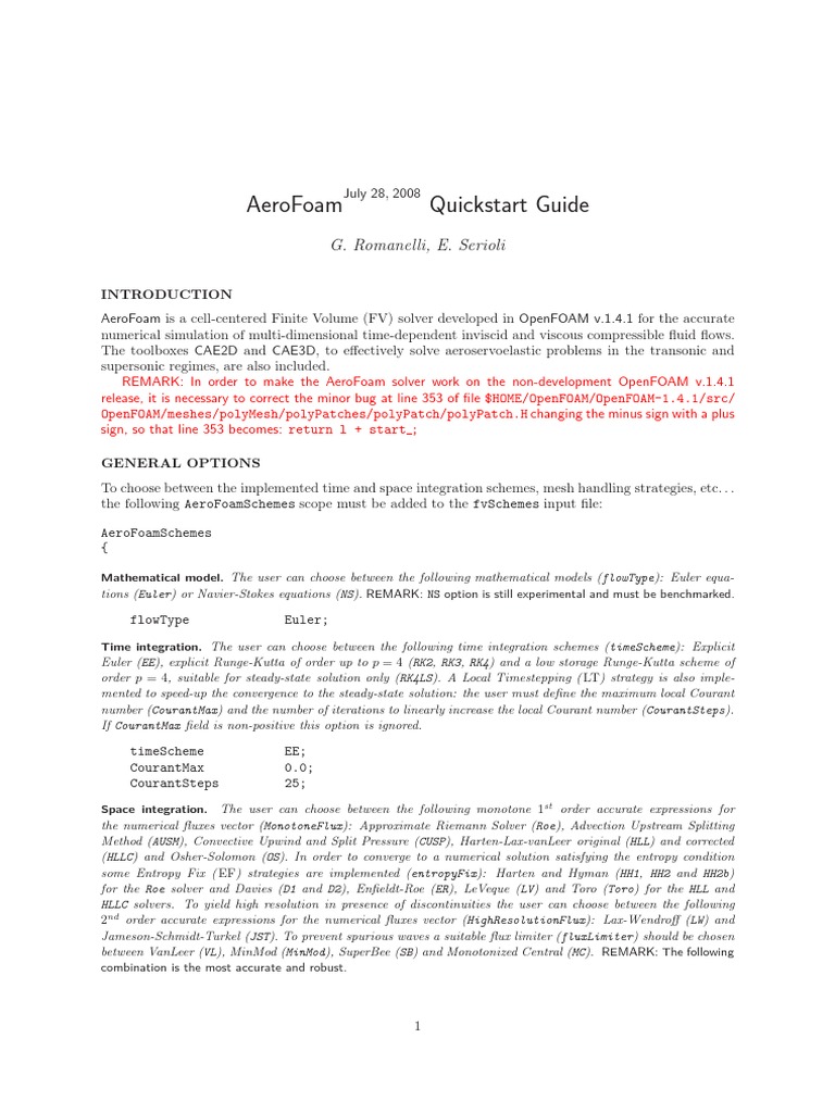 AeroFoam Quickstart Guide for OpenFOAM | PDF | Teaching Methods & Materials