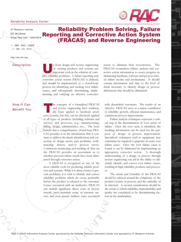 Implementing Effective Failure Reporting and Corrective Action Systems (FRACAS) and Employing ...