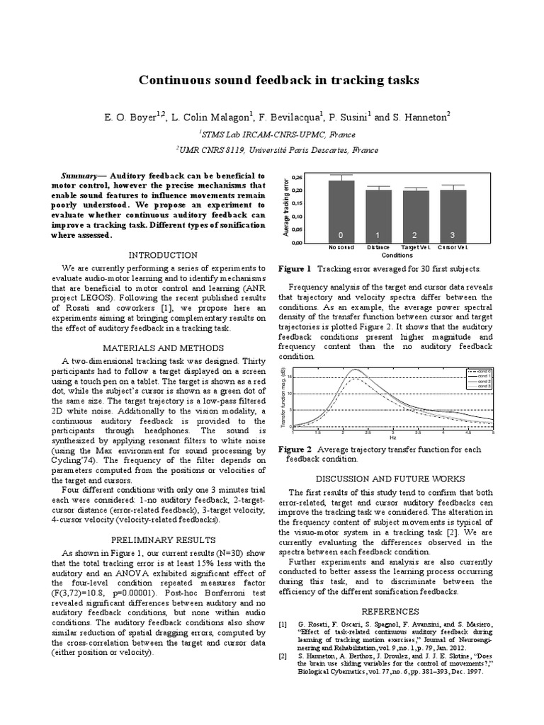 Continuous Sound Feedback in Tracking Tasks | PDF | Spectral Density ...