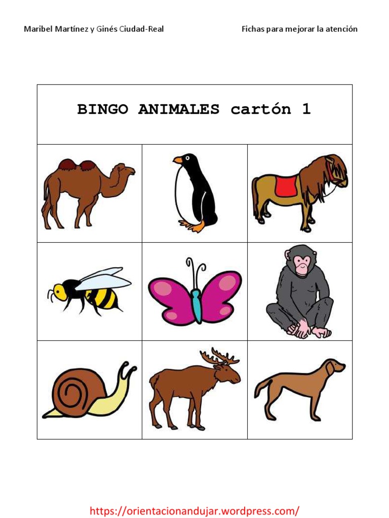 Juguemos Al Bingo Animales 1 | PDF | Juegos de azar | Juegos de azar