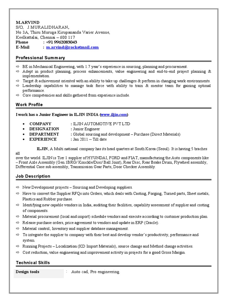 Arvind Resume (Purchase) | PDF | Metal Fabrication | Procurement