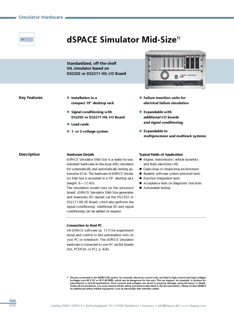 SimulatorHW MidSize dSPACE Catalog 2008 | PDF | Electrical Connector ...