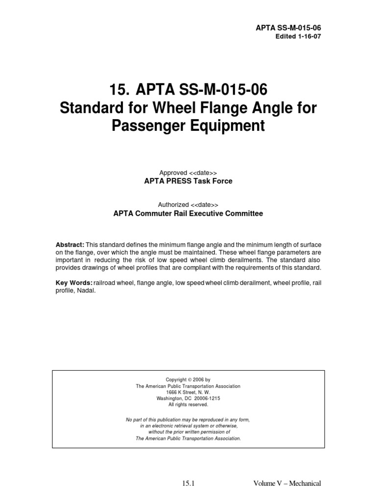 SS M 015 06 Wheel Flange Angle (16jan07) | PDF | Rail Transport | Land ...