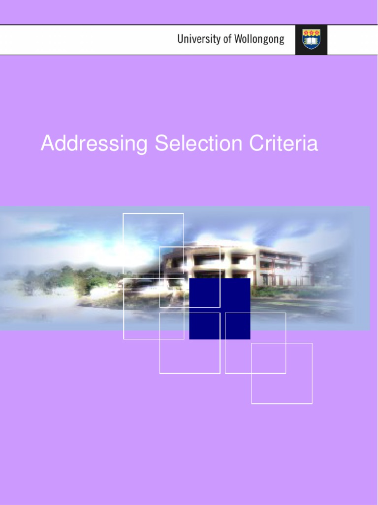 Addressing Selection Criteria
