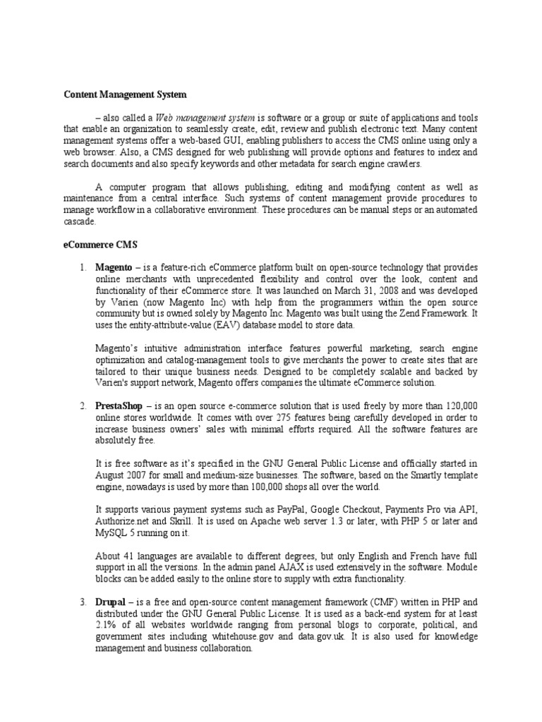 Content Management System - Also Called A Web Management System Is ...