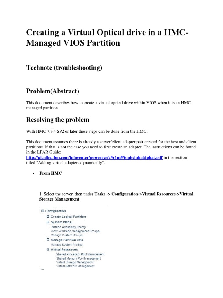 Creating A Virtual Optical Drive in A HMC | PDF | File Transfer Protocol | Library (Computing)