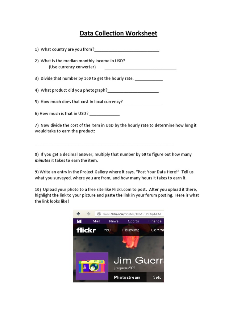 Data Collection Worksheet | PDF
