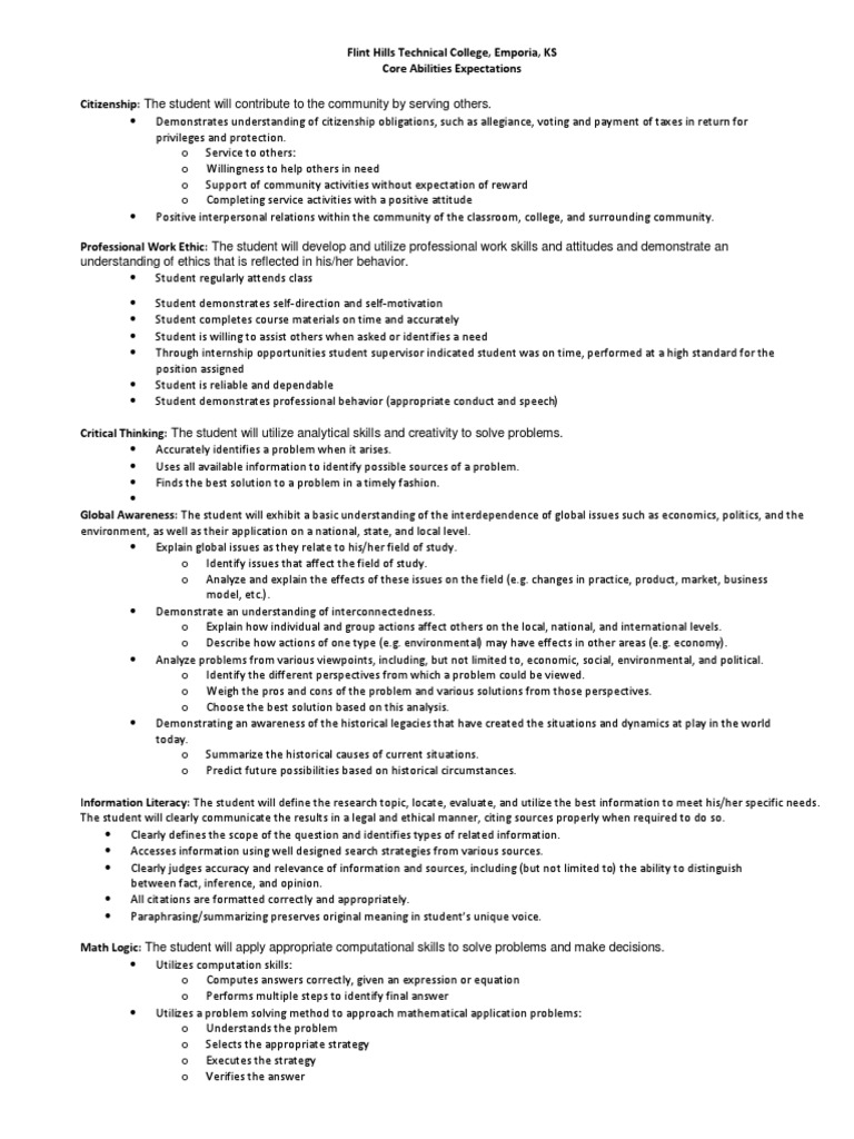 Core Ability Expectations For KLA | PDF | Information Literacy ...