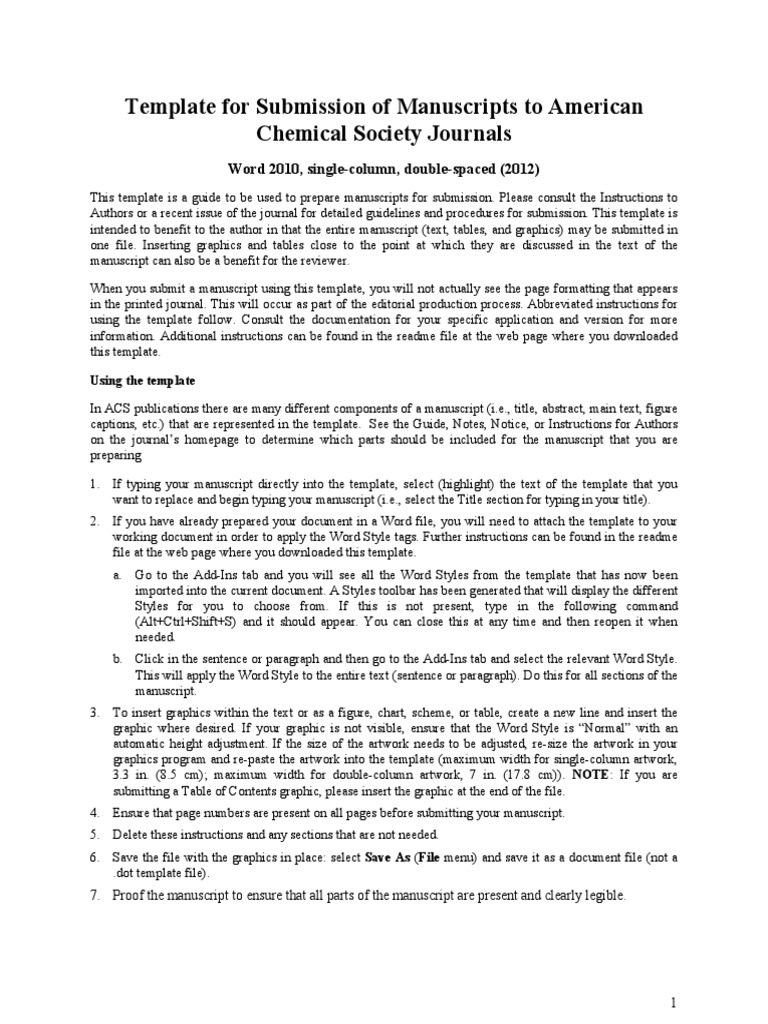 ACS Manuscript Submission Template | PDF | Computing | Communication