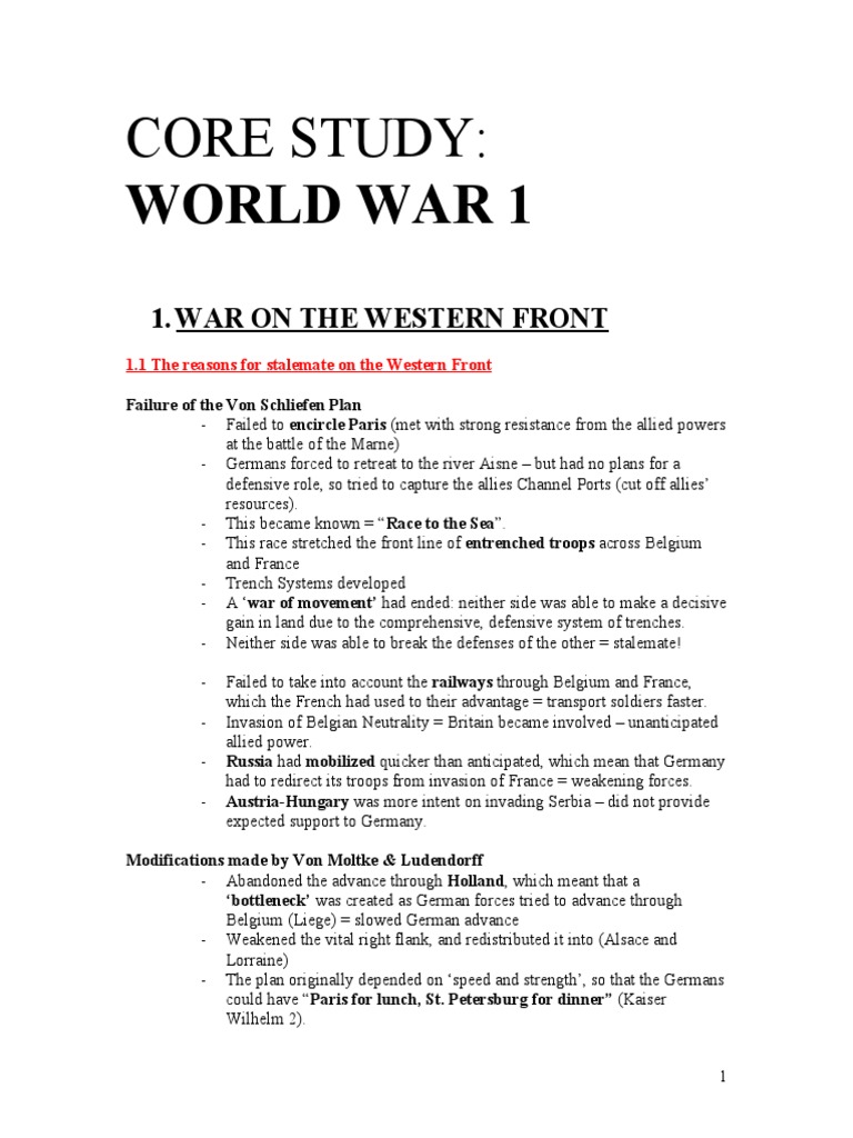 WW1 Notes | PDF | Trench Warfare | German Empire