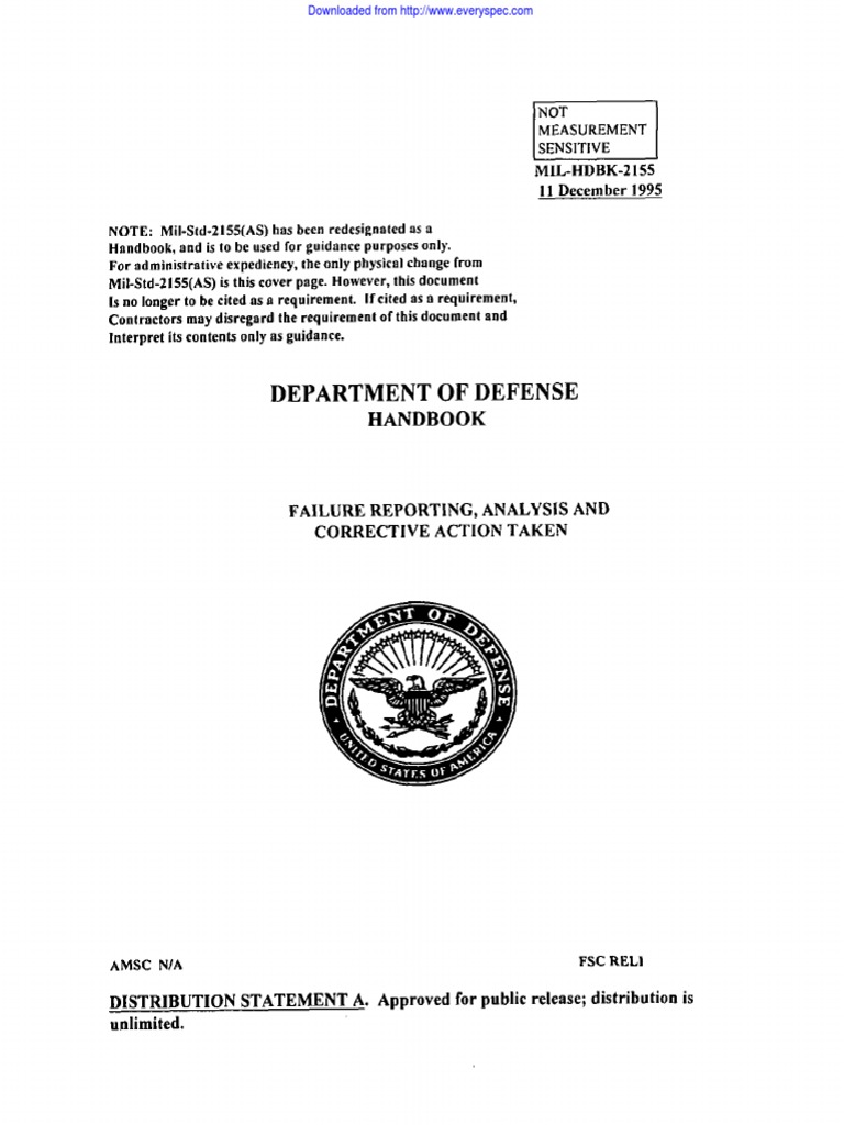 MIL-HDBK-2155 Fracas | PDF | Reliability Engineering | Verification And ...