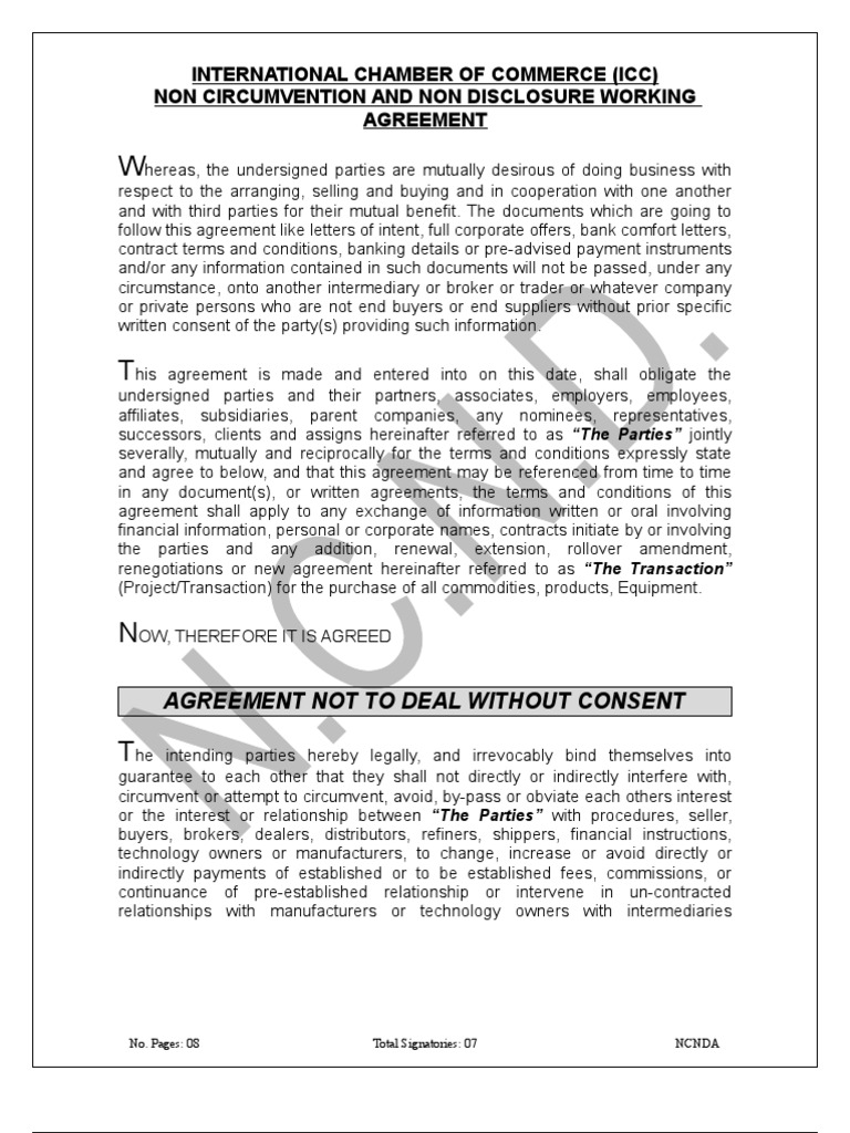 NCNDA | Arbitration | Financial Transaction