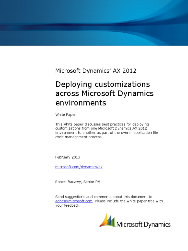 Deploying Customizations Across Microsoft Dynamics AX 2012 Environments ...