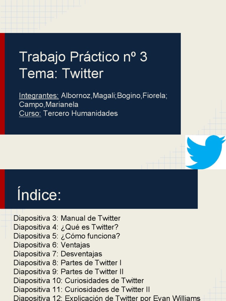 Trabajo Practico Nº3. Tema - Twitter. 3ro Hum | PDF | Gorjeo | Servicio de mensajes cortos