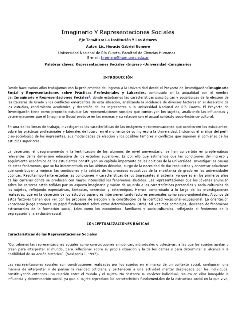 Imaginario Y Representaciones Sociales | PDF | Ideologías | Sociedad