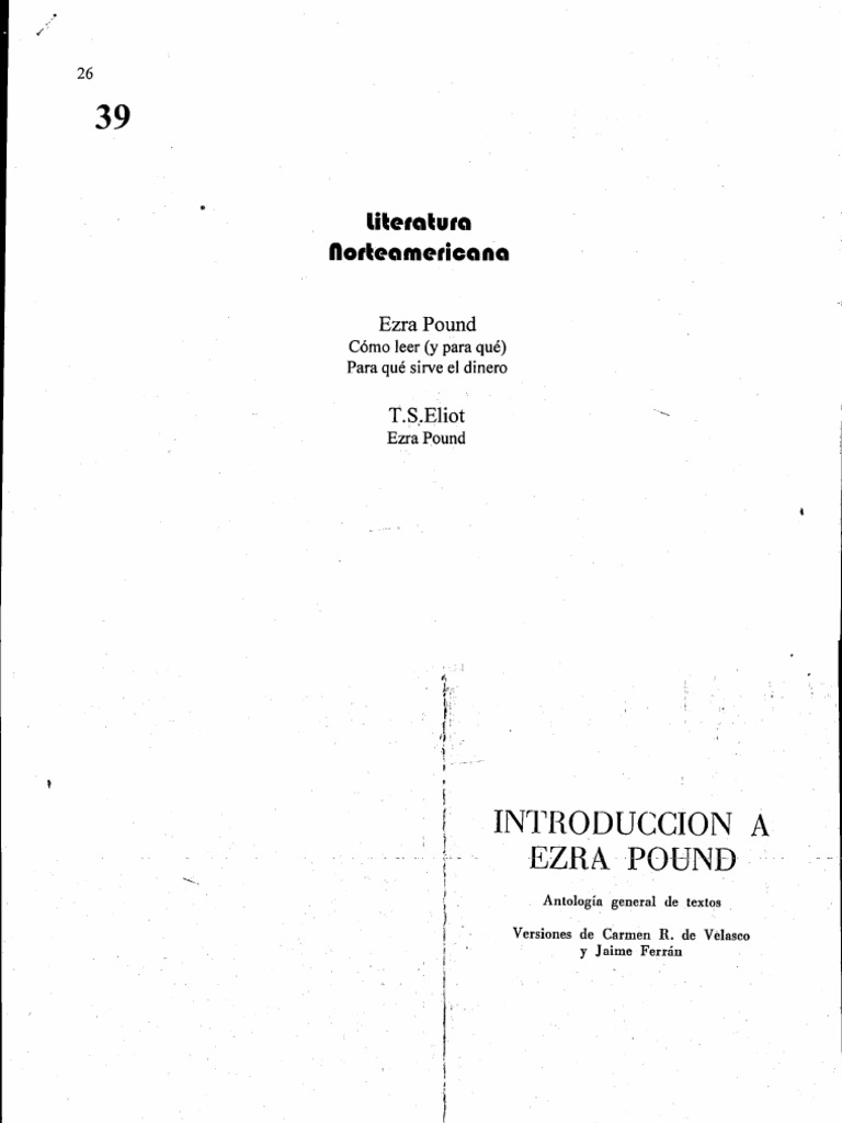 Pound Como Leer y para Que para Que Sirve El Dinero Eliot Ezra Pound | PDF