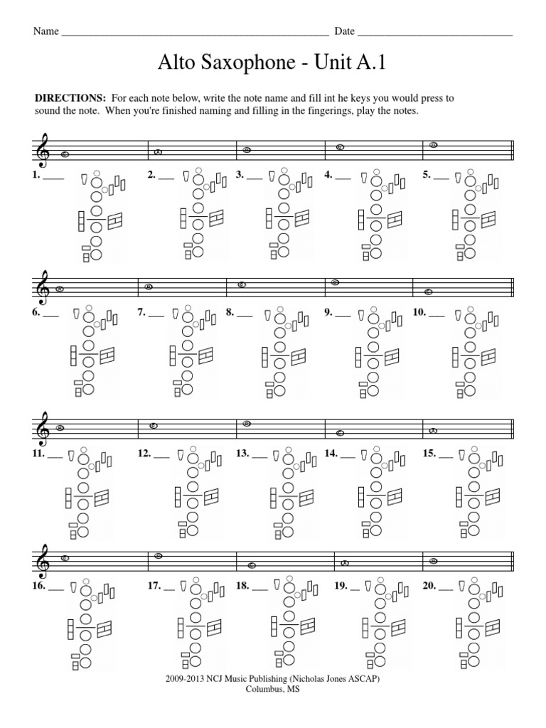 Saxophone Finger Test | PDF