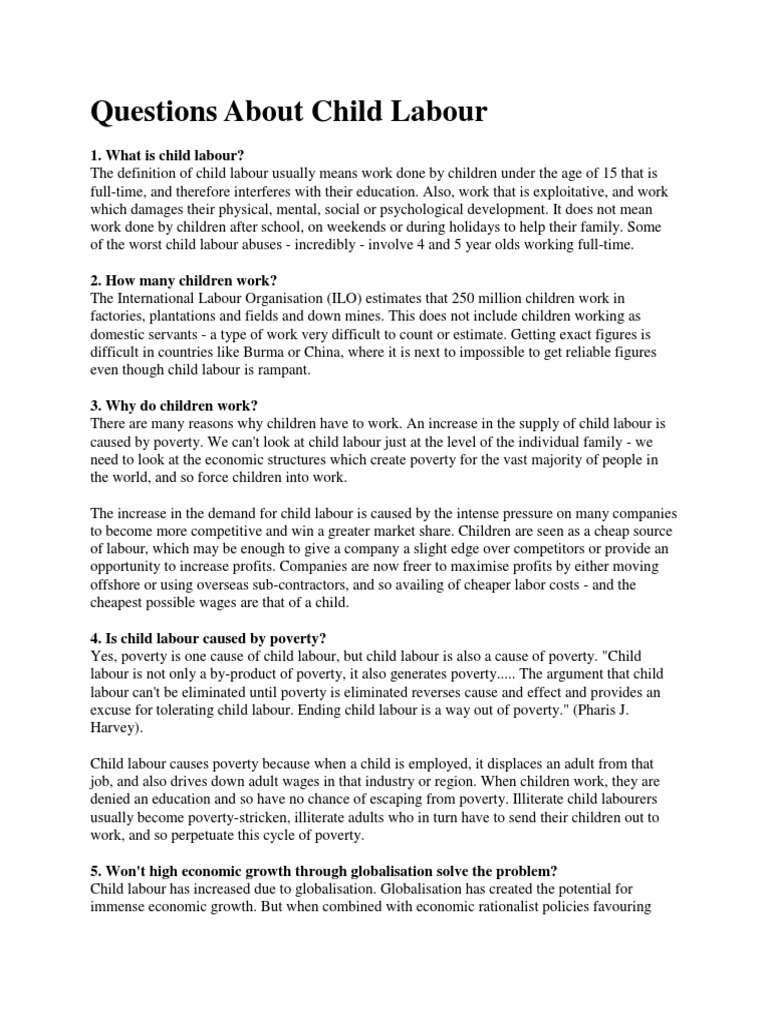 Question About Child Labour | PDF