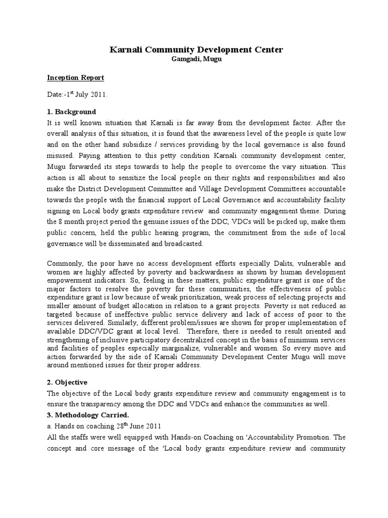 KCDC-Mugu Inception Report | PDF | Transparency (Behavior) | Governance