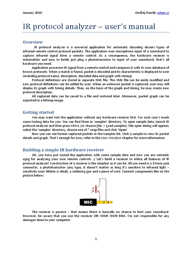 IR Protocol Analyzer User Manual | PDF | Remote Control | Infrared