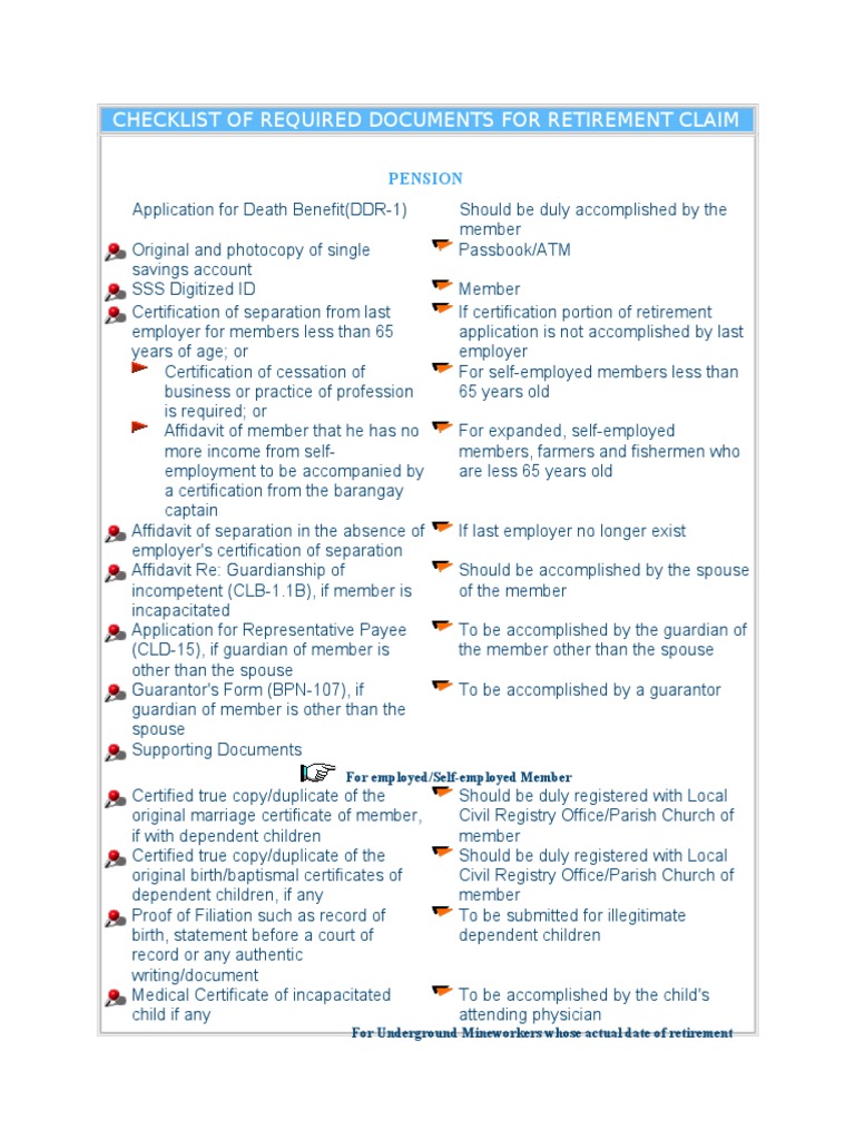 Checklist of Required Documents For Retirement Claim | PDF | Legal ...