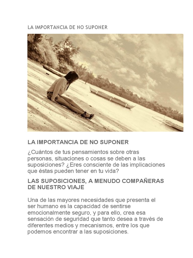 La Importancia de No Suponer | PDF | Certeza | Verdad