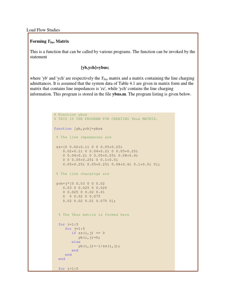 Load Flow Studies Matlab | PDF | Ac Power | Mathematical Concepts
