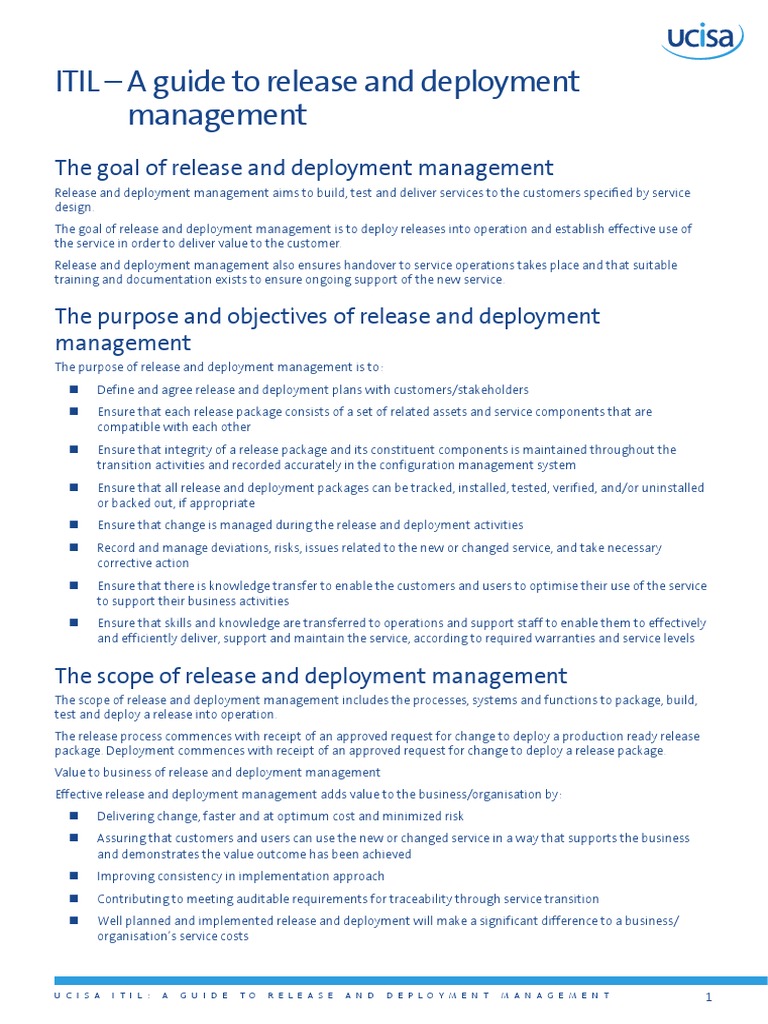 ITIL - A Guide To Release and Deployment MGMT PDF | PDF | Itil | Automation