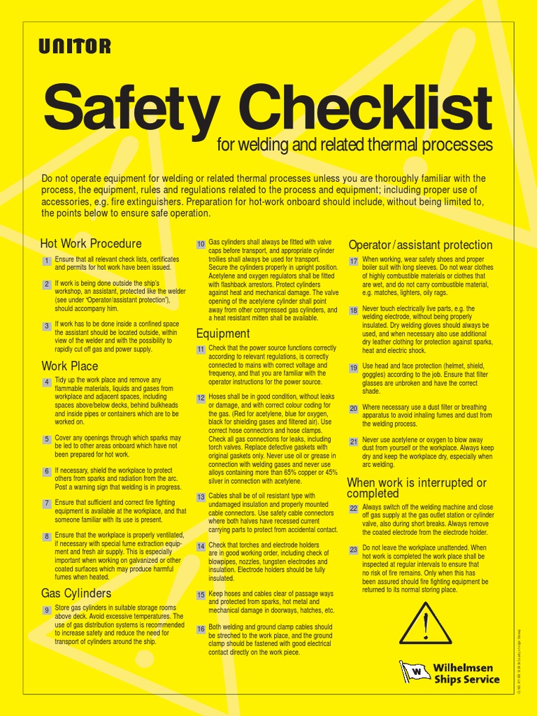 Safety Checklist | Welding | Insulator (Electricity) | Free 30-day ...