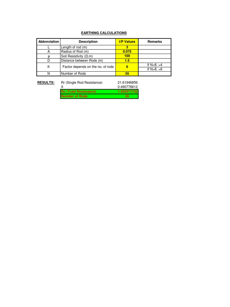 Earthing Calculation | PDF | Teaching Methods & Materials | Technology ...