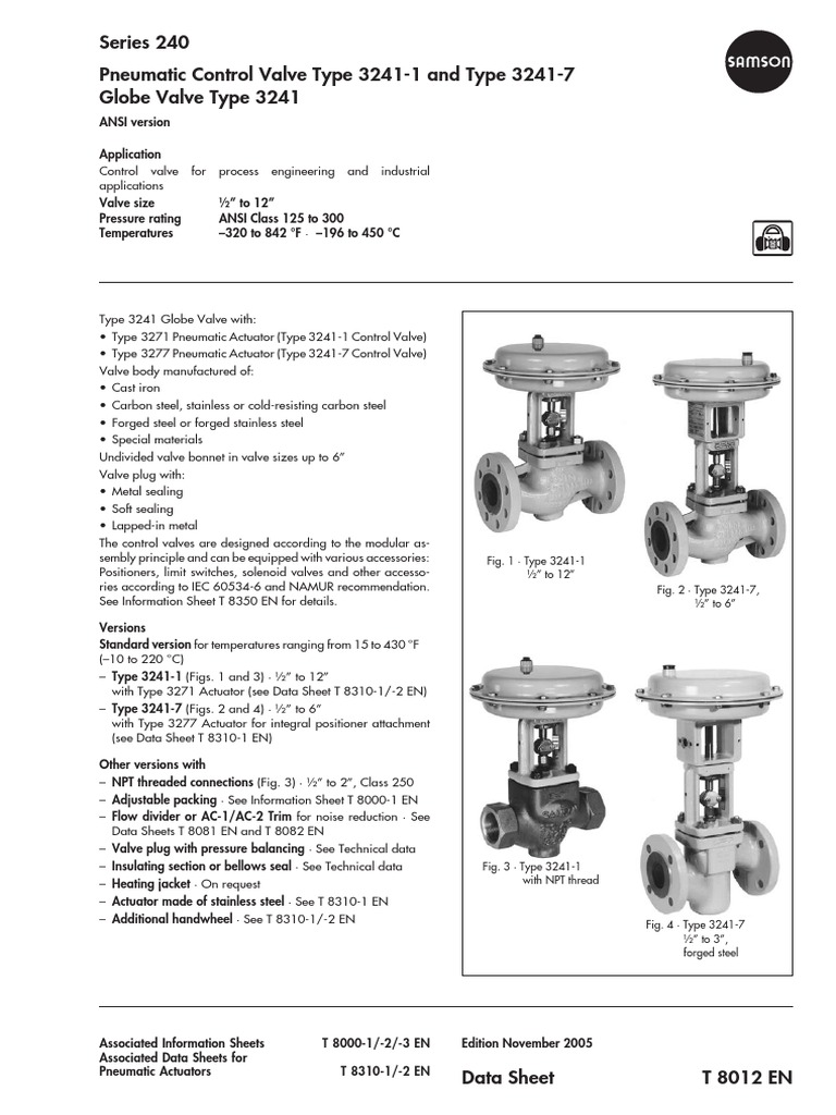 Product Data Sheets | PDF | Valve | Pressure Measurement