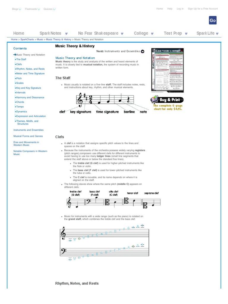 Music Theory and Notation: SparkCharts | PDF | Interval (Music) | Scale ...