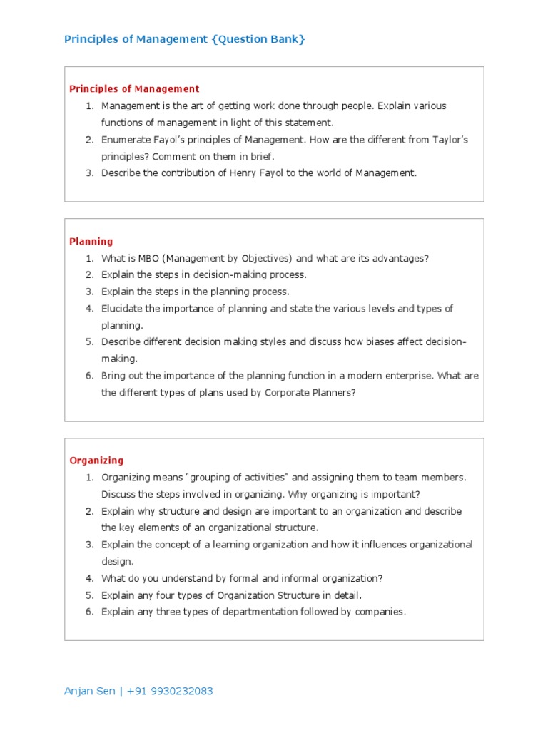 Principles of Management (Question Bank) | PDF | Motivation | Motivational