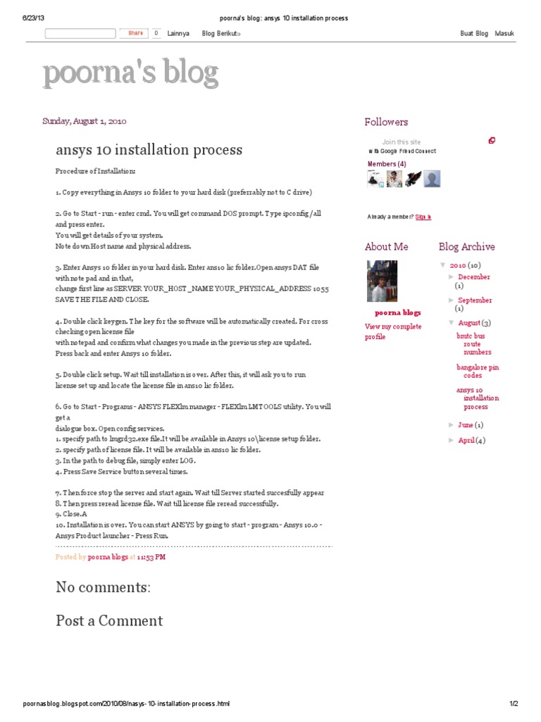 ANSYS 10 Installation Guide | PDF | Computer File | Blog